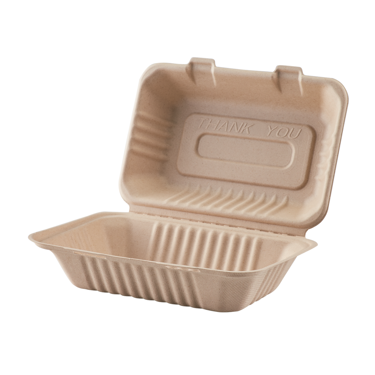 Medium Biodegradable Takeout Boxes - Karat 9''x6'' Hinged Containers