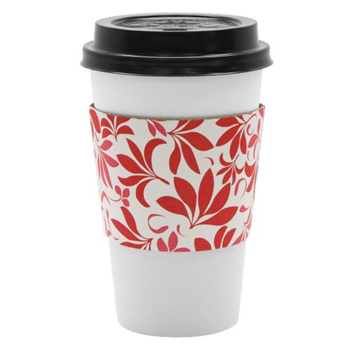 Coffee Sleeves - Traditional Cup Jackets - Fleur Red - 1,000 ct
