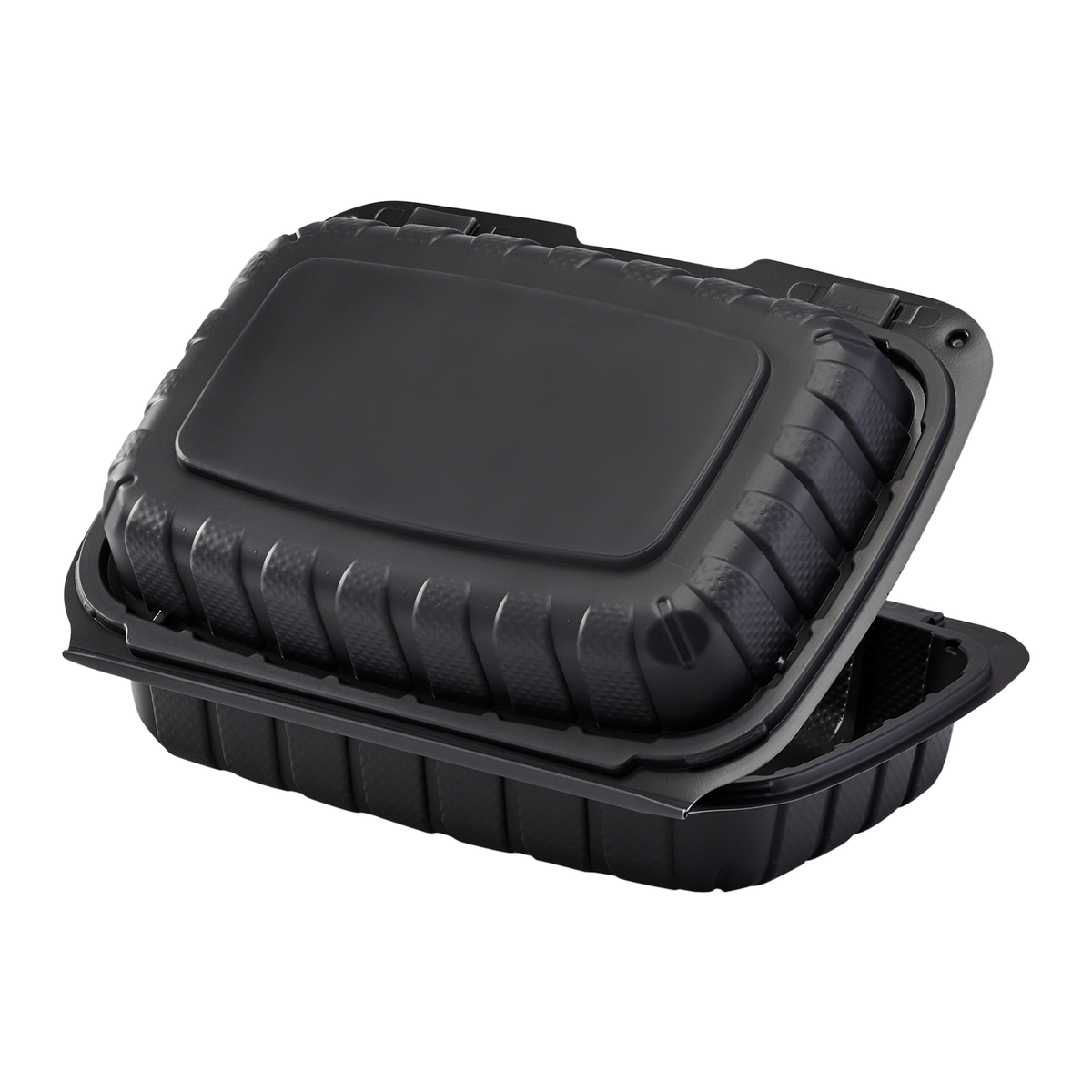 Medium Black Take Out Containers - 9"x6" Mineral Filled Carry Out Box