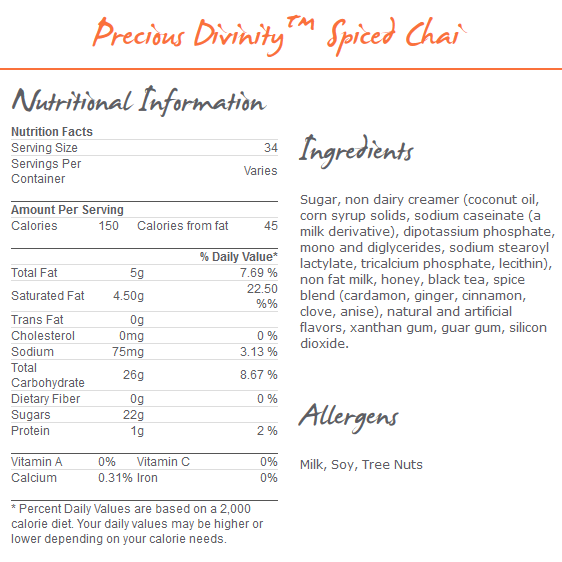 MoCafe Precious Divinity Spiced Chai (3 lbs) | Coffee Shop Supplies ...