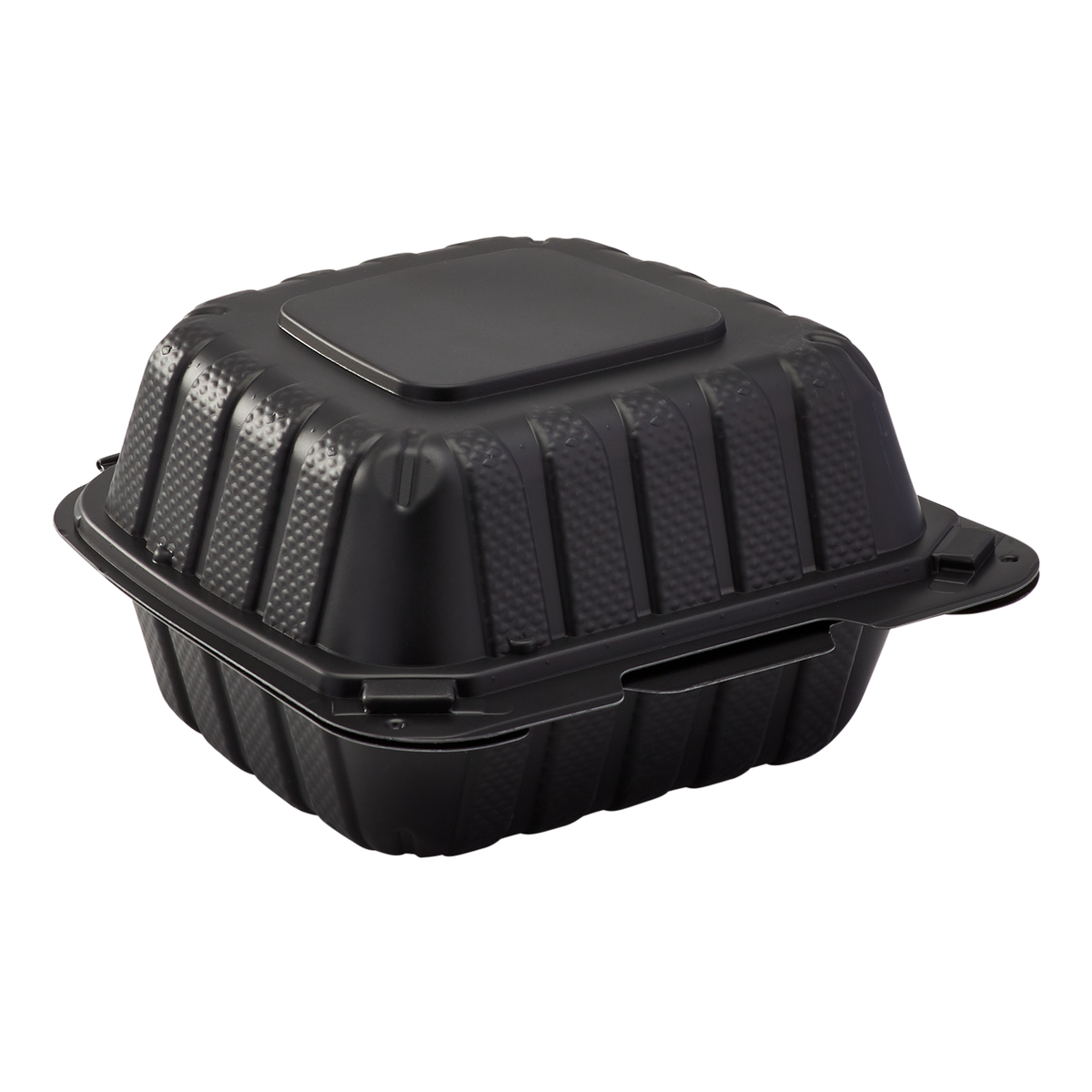 Small Black Take Out Containers - 6"x6" Mineral Filled Hinged Carry Ou